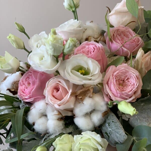 Bouquet allongé rose et blanc - Barthel Fleurs